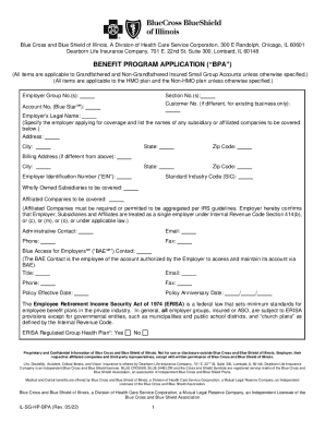 Fillable Online BCBSIL Small Group Benefit Program Application. BCBSIL ...