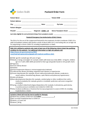 Fillable Online West Region (Nirmatrelvir-) Paxlovid Prescription ...