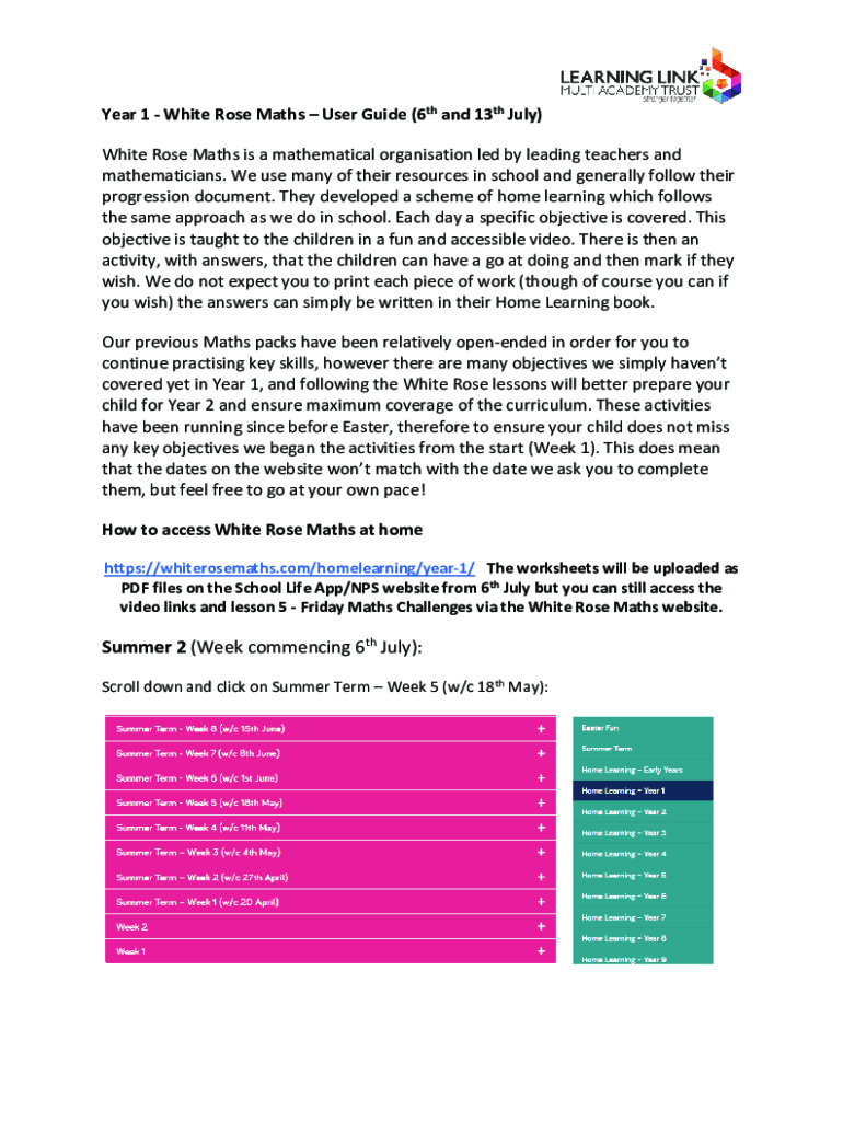 Fillable Online White Rose Maths: A teacher's guide - Structural Learning Fax Email Print ...