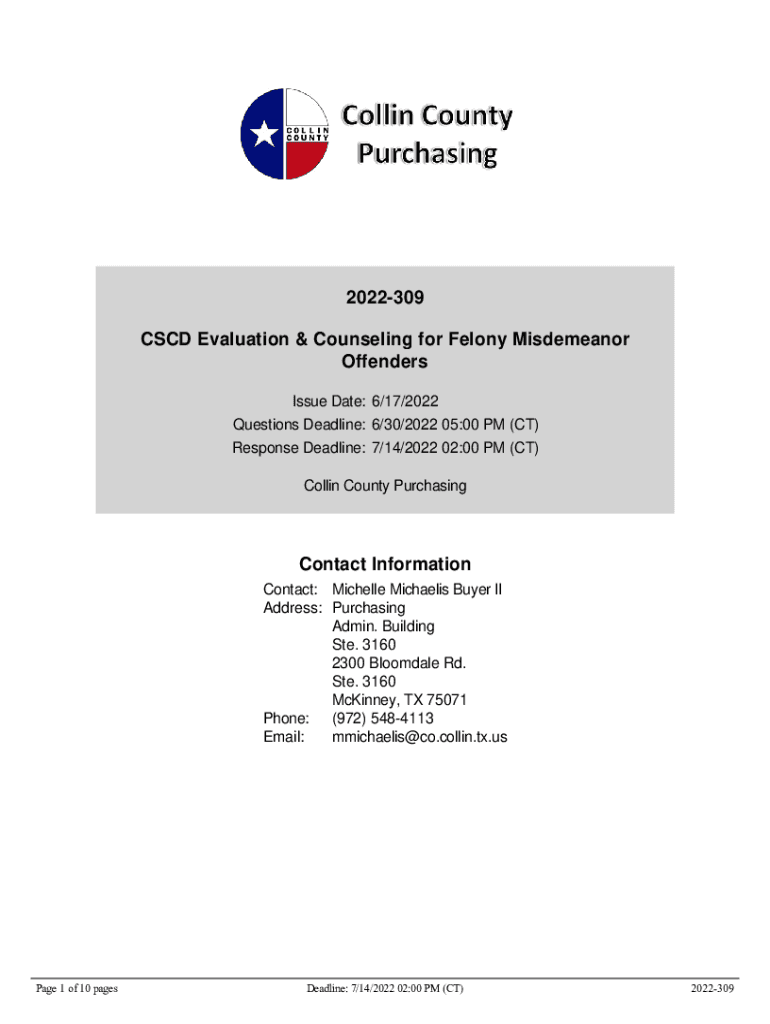 Fillable Online CSCD Evaluation & Counseling for Felony Misdemeanor ...