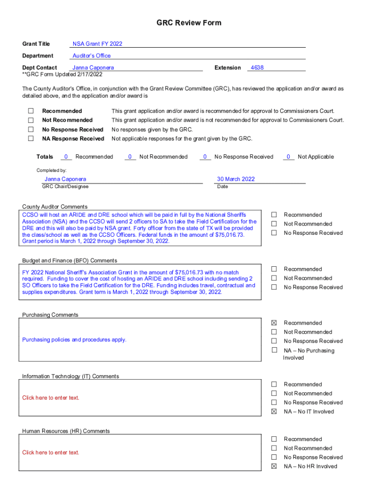 Fillable Online **GRC Form Updated 2/17/2022 Fax Email Print - pdfFiller