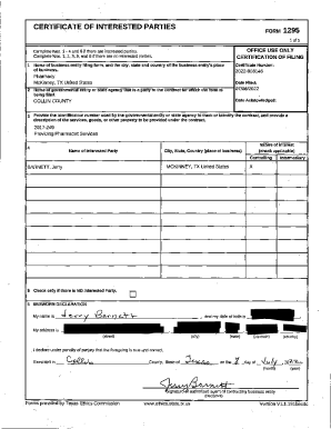 Fillable Online FORM 1295 - 1 of 1 - Collin County Fax Email Print ...