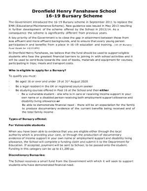 Fillable Online sixth-form application for bursary form 2017-2018.docx Fax Email Print - pdfFiller