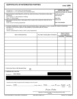Fillable Online 1295 Form - Collin County Fax Email Print - pdfFiller