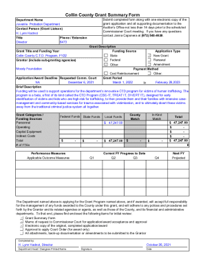 Fillable Online Grant Summary Forms NEW 09 2019.xlsx Fax Email Print ...