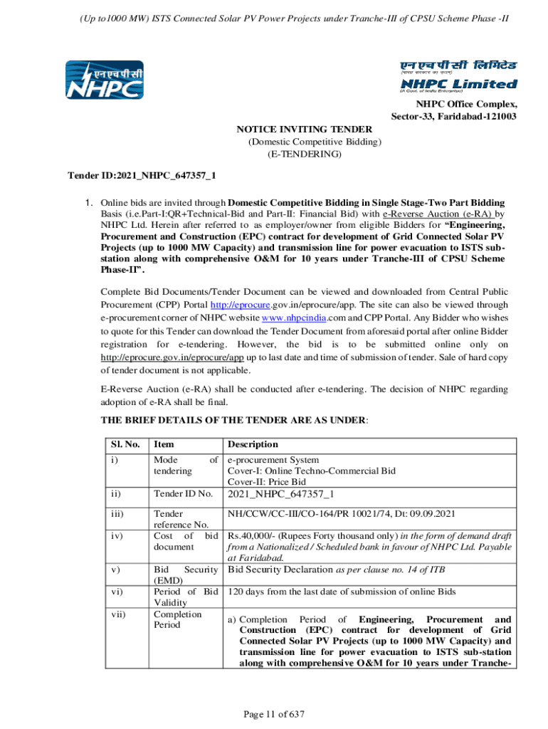 Fillable Online BOS Package for 700 kW Solar Power Project inside ...