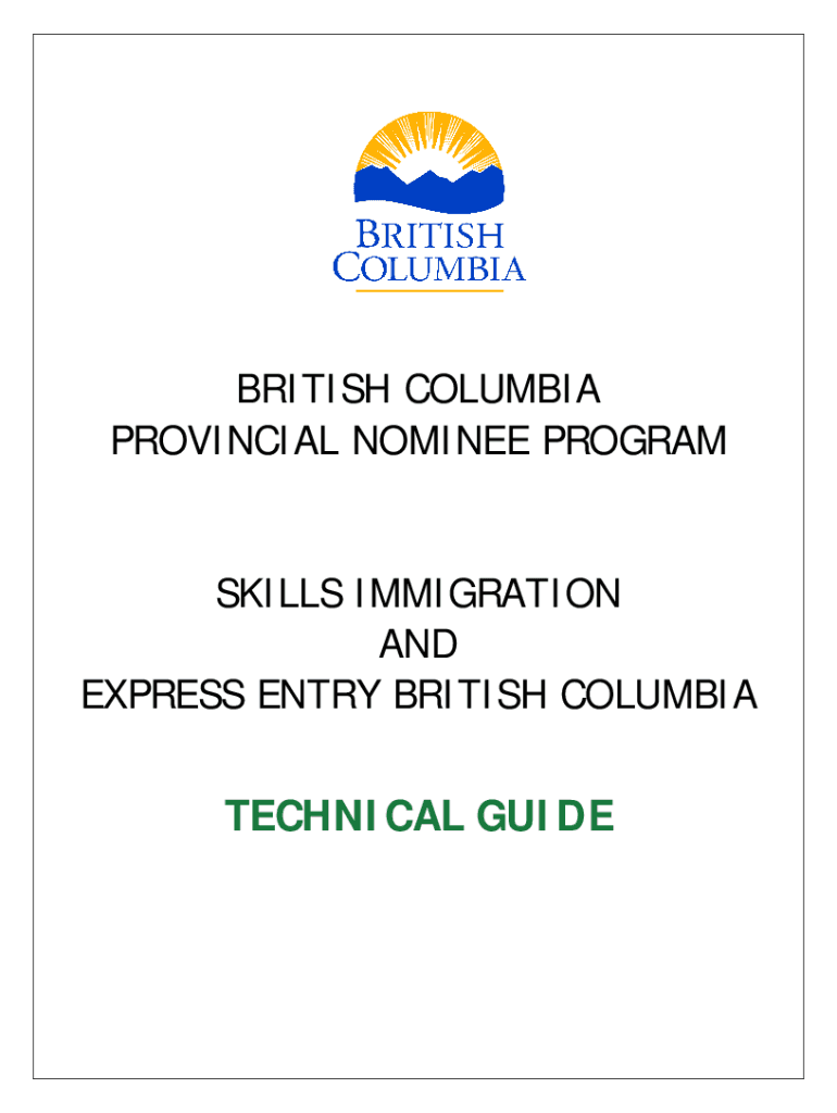 Fillable Online bc pnp skills immigration and express entry bc technical guide Fax Email Print ...
