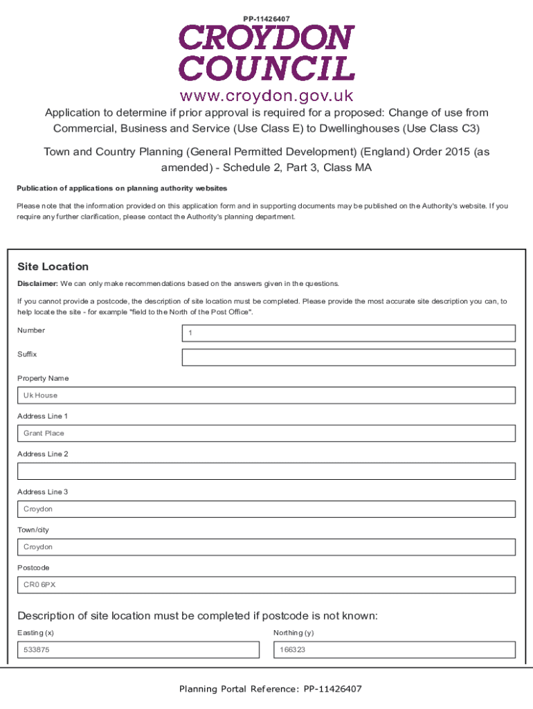 Fillable Online Class G - Use Class E to 2 flats above in mixed use ...