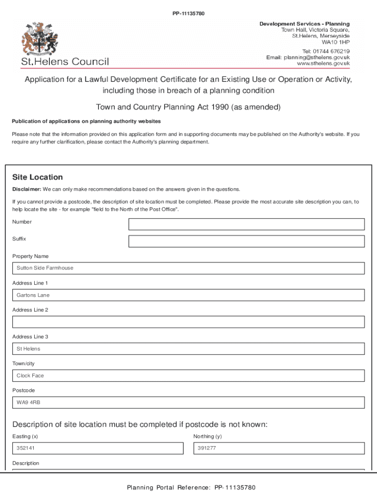 Fillable Online Lawful development certificate for an existing use or ...