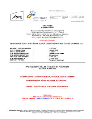 Fillable Online REQUEST FOR QUOTATION FOR THE SUPPLY AND DELIVERY OF ...