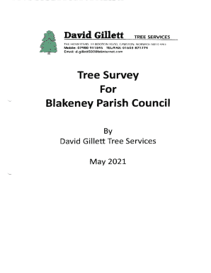 Fillable Online David Gillett TREE SERVICES Tree Survey Blakeney Parish ...
