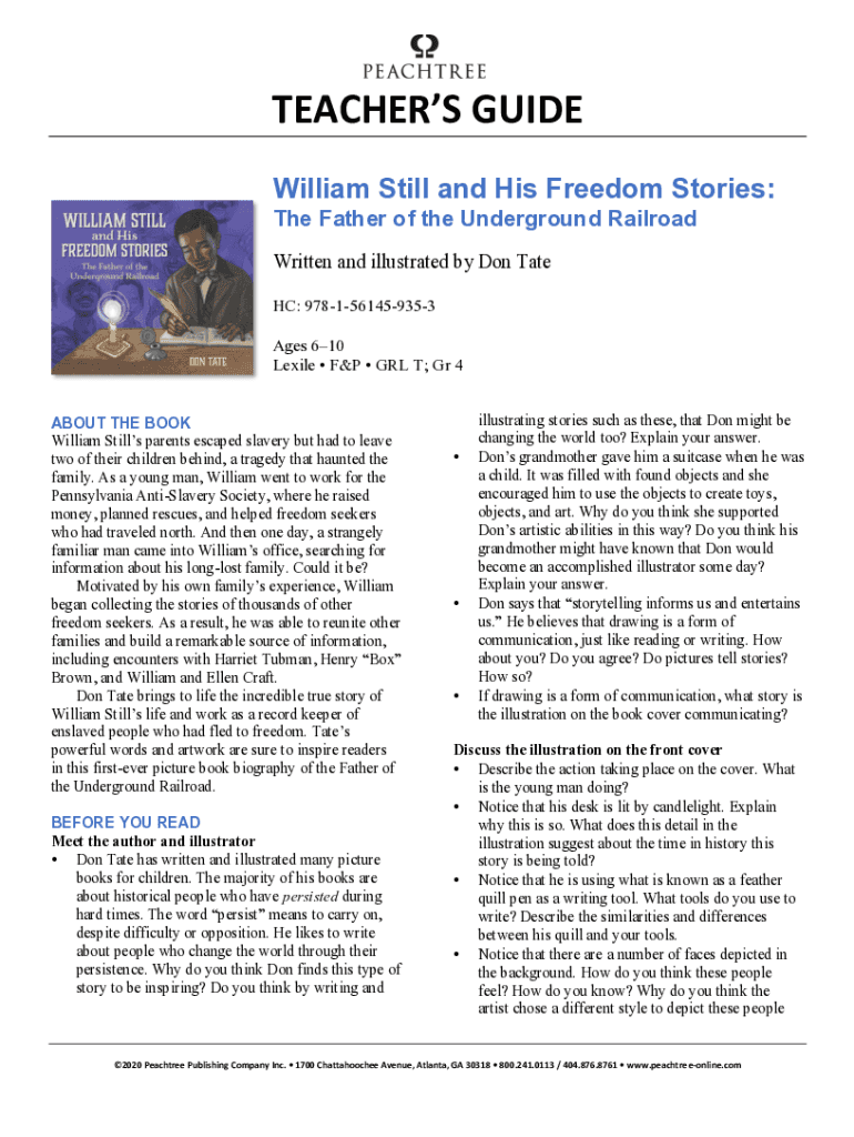 Fillable Online William Still and His Freedom Stories - TEACHER'S GUIDE Fax Email Print - pdfFiller