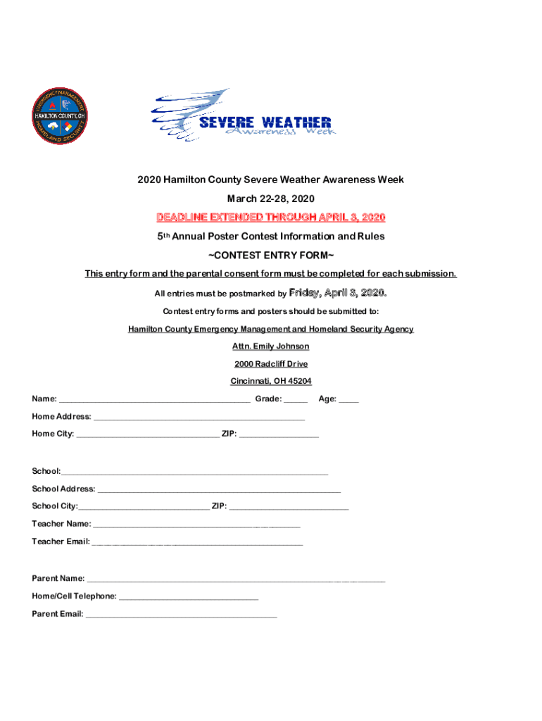 Fillable Online Severe Weather Awareness Poster Contest Now OPEN! Fax ...