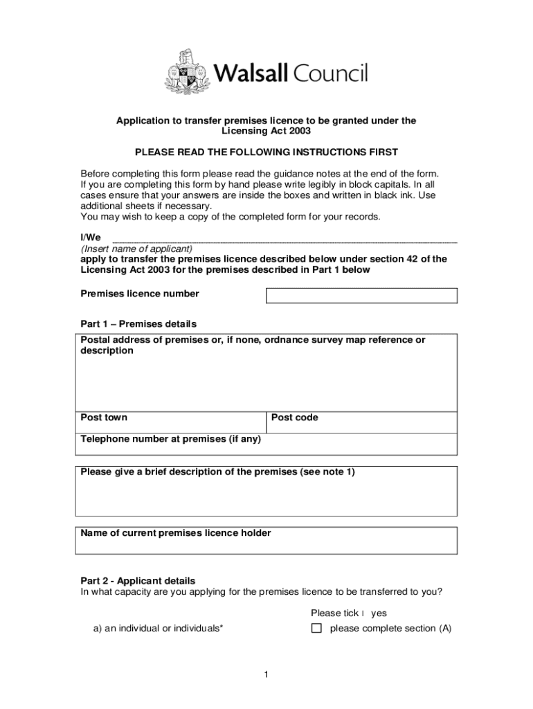 Fillable Online Statement of licensing policy - Walsall Council Fax Email Print - pdfFiller