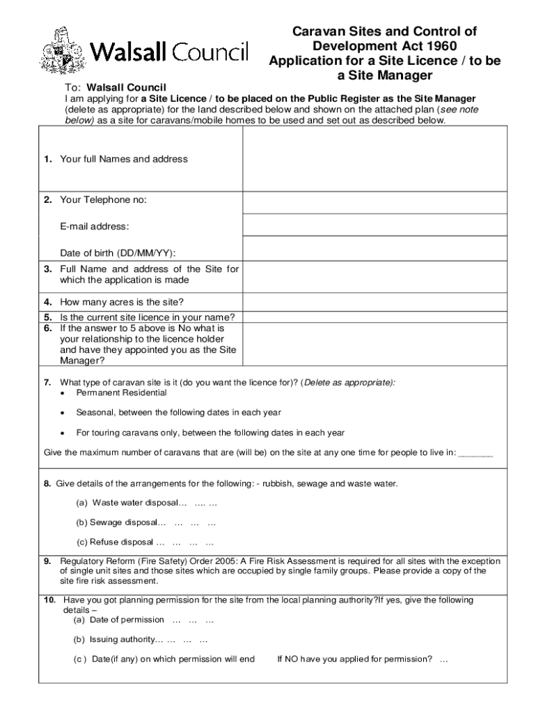 Fillable Online Holiday or temporary caravan site form.pdf - Angus Council Fax Email Print ...