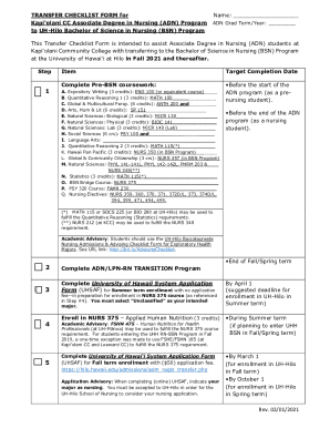 Fillable Online TRANSFER CHECKLIST FORM for Kapiolani CC Associate ...