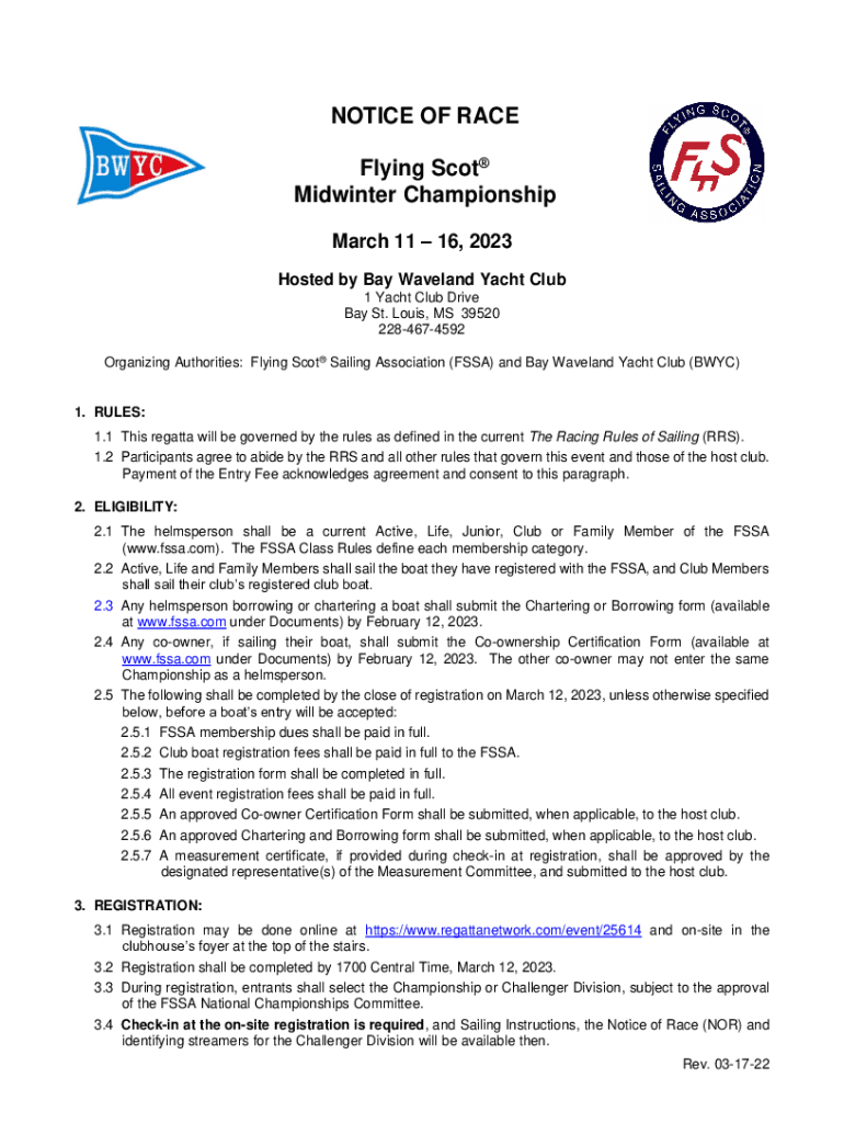 Fillable Online (MINIMUM CONTENTS OF NAC NOTICE OF RACE) Fax Email ...