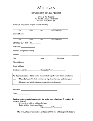 Fillable Online DIPLOMA REQUEST FORM Fax Email Print - pdfFiller