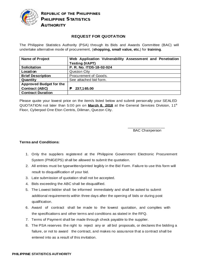 Request for Quotation RFQ-CO-115009-FIT Reference Doc Template | pdfFiller