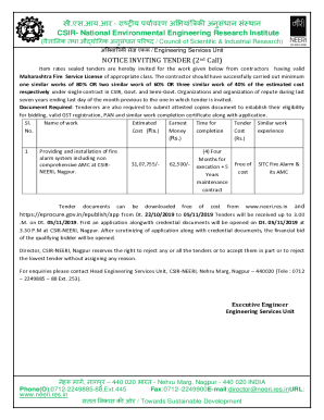 Fillable Online NOTICE INVITING TENDER (2nd Call) Fax Email Print ...
