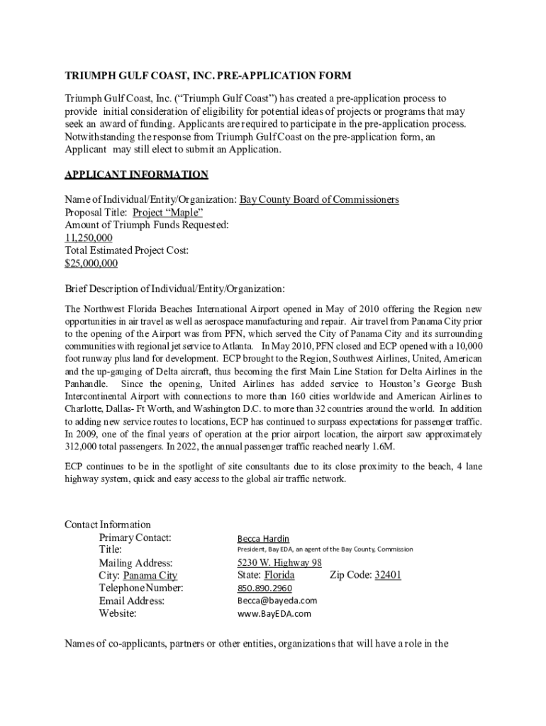 Fillable Online Triumph Pre-Application Form 4-18 - Triumph Gulf Coast ...