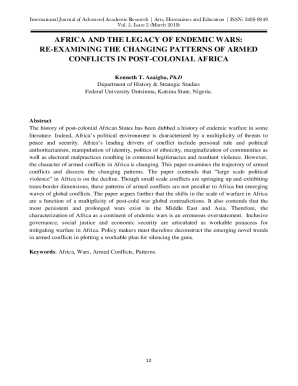 Fillable Online re-examining the changing patterns of armed conflicts Fax Email Print - pdfFiller