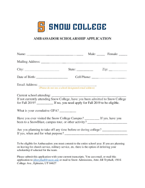 Fillable Online Student Ambassador Application - Lee College Fax Email ...