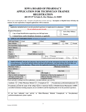 Fillable Online 5. Trainee Registration Form - IOWA BOARD OF PHARMACY ...