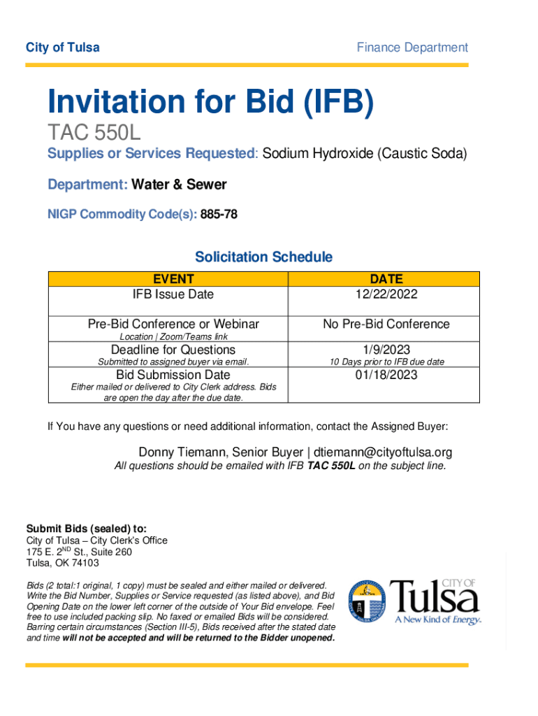 Fillable Online 12 month supply of Liquid Sodium Hydroxide (Caustic ...