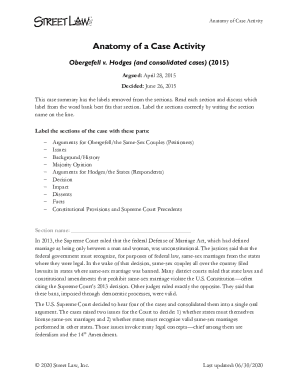 Fillable Online Anatomy of a Case Activity: Obergefell v. Hodges ...