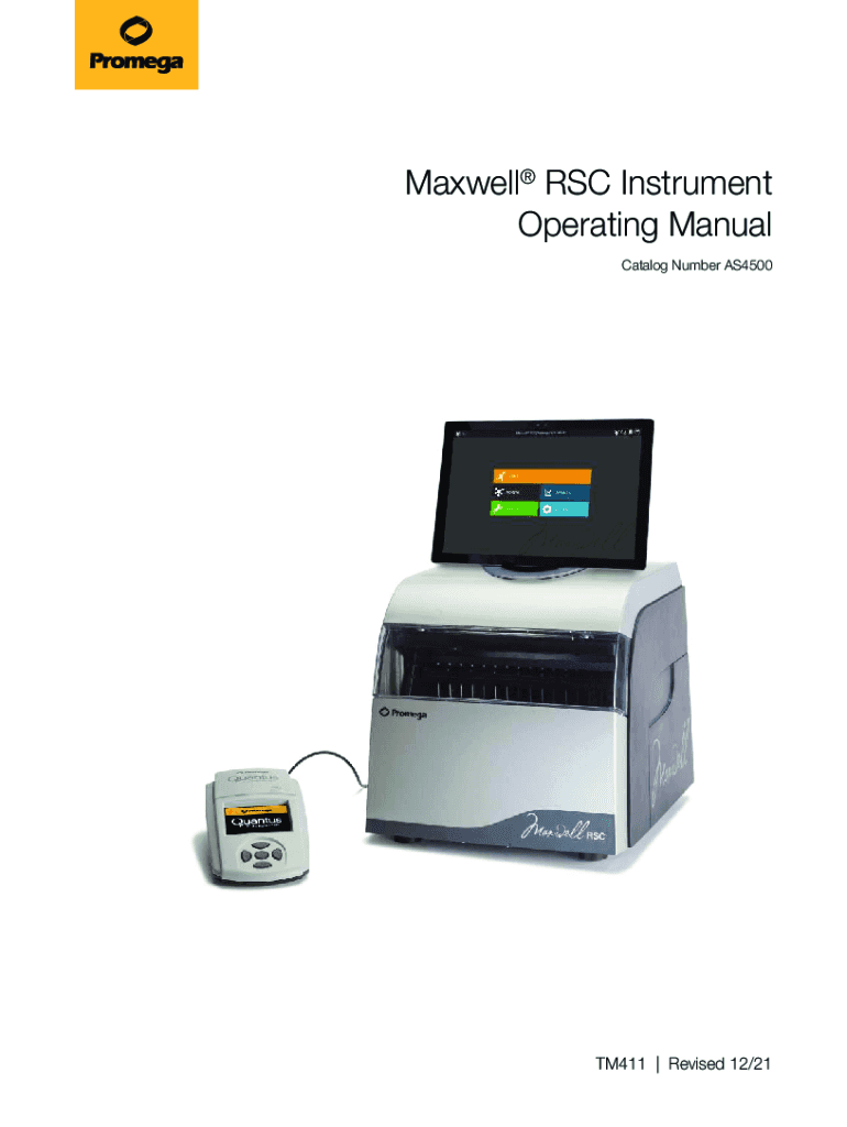 Fillable Online Maxwell RSC Instrument Operating Manual, TM411 Fax ...