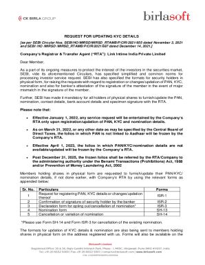 Fillable Online Announcement to members holding shares in physical form. Announcement to members ...