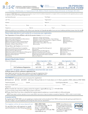 Fillable Online IN-PERSON! REGISTRATION FORM - RISE Fax Email Print ...