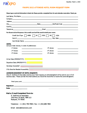 Fillable Online IDEA 2022 ATTENDEE HOTEL ROOM REQUEST FORM Fax Email ...