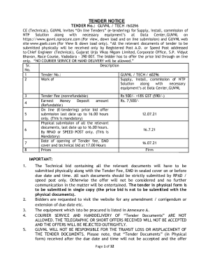 Fillable Online T-3689-Tender Notice - Gujarat Electricity Board ...