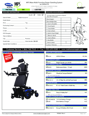 Fillable Online TRD0654 Rev A Mini Aviva RX Order Form ... - Motion ...