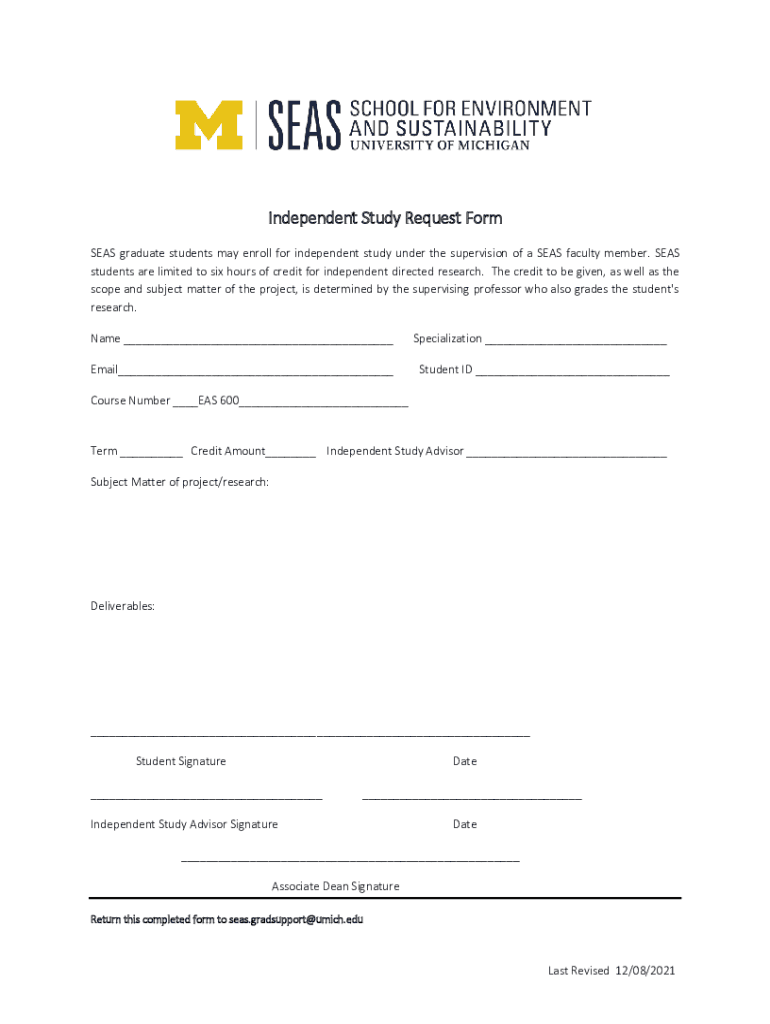 Fillable Online Individual Studies - School of Information - University ...