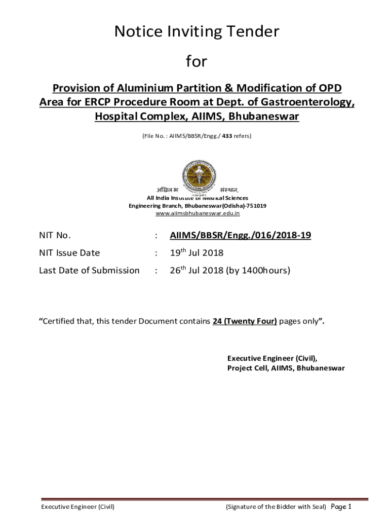 Fillable Online tender notice for supply and installation of aluminium ...