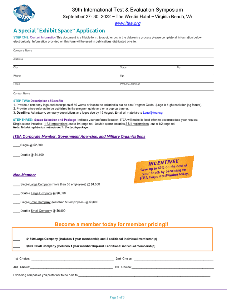 Fillable Online A Special "Exhibit Space" Application Fax Email Print ...