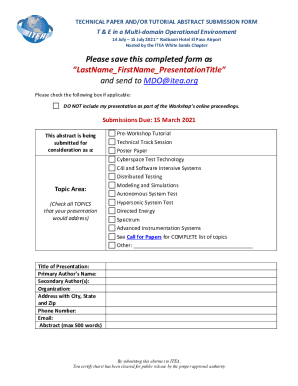 Fillable Online technical paper and/or tutorial abstract submission form Fax Email Print - pdfFiller