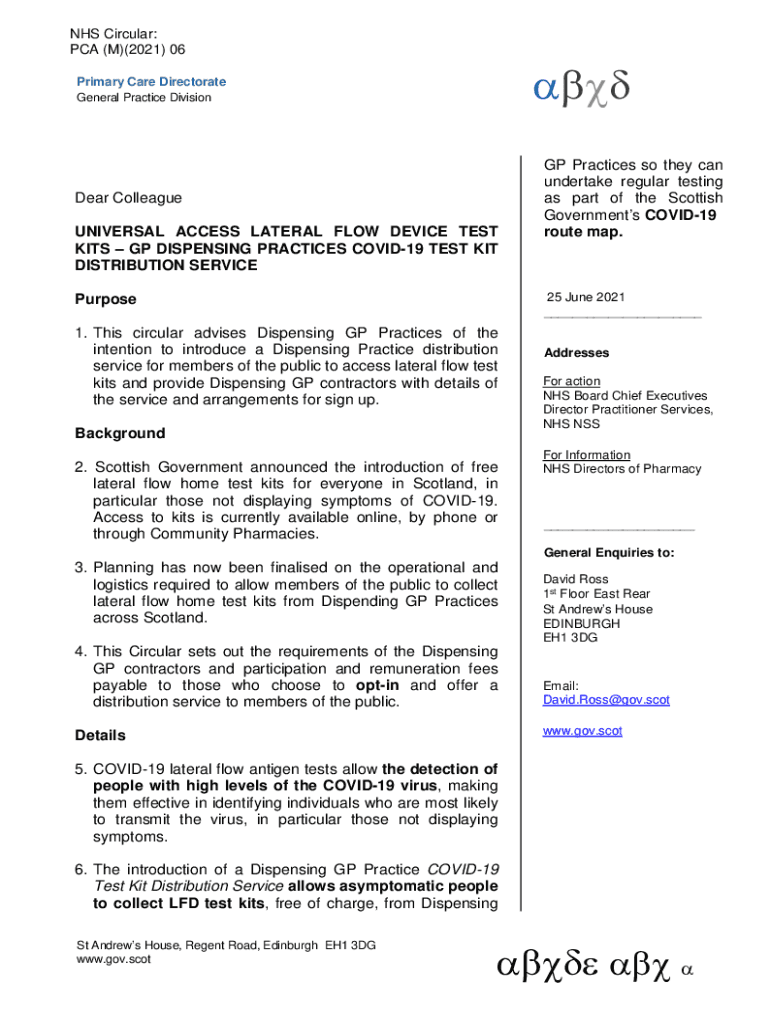 Fillable Online dispensing practices COVID-19 test kit distribution ...