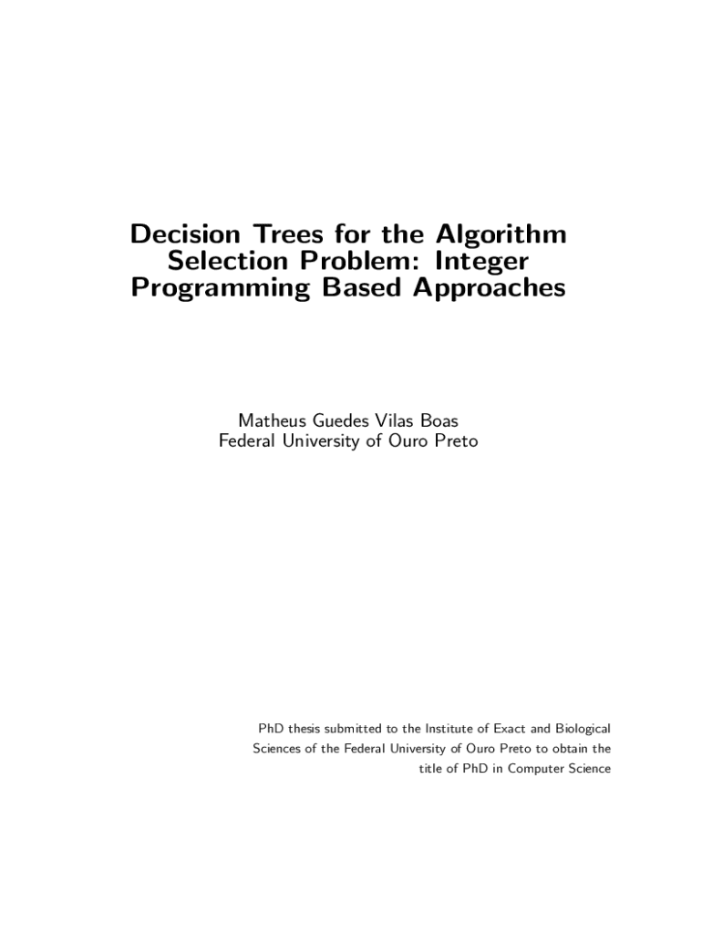 Fillable Online Optimal Decision Trees For The Algorithm Selection Problem Fax Email Print
