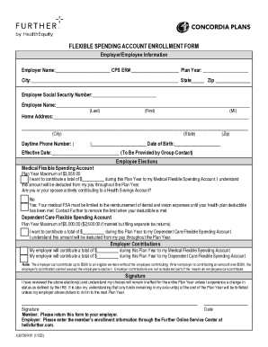 Fillable Online FSA Enrollment Form with Employer Contributions - SUNY ...