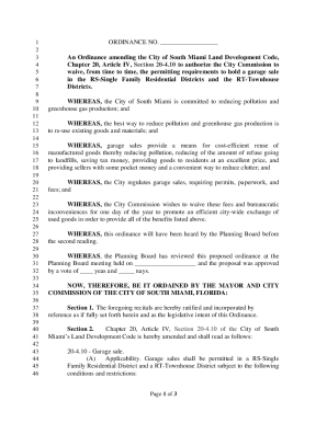 Fillable Online An Ordinance amending the City of South Miami Land ...