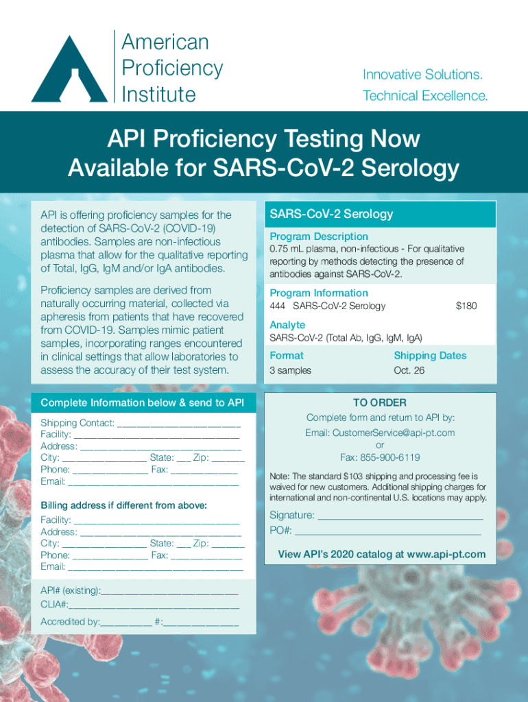 Fillable Online API Proficiency Testing Now Available for SARS-CoV-2 ...