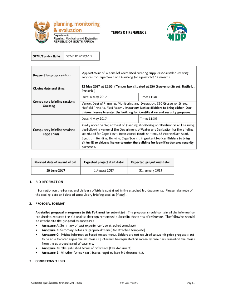 Fillable Online TERMS OF REFERENCE - eTenders Fax Email Print - pdfFiller