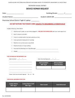 Fillable Online SJCSD Technology Device Return Form Fax Email Print ...