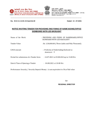 Fillable Online NOTICE INVITING TENDER FOR PROVIDING AND FIXING ... Fax ...
