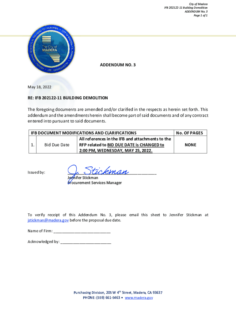 Fillable Online Invitation for Bid No. 202122-11 Building Demolition ...