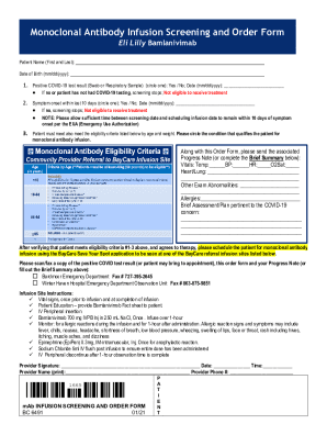 Fillable Online Monoclonal Antibody Infusion Screening and Order Form ...